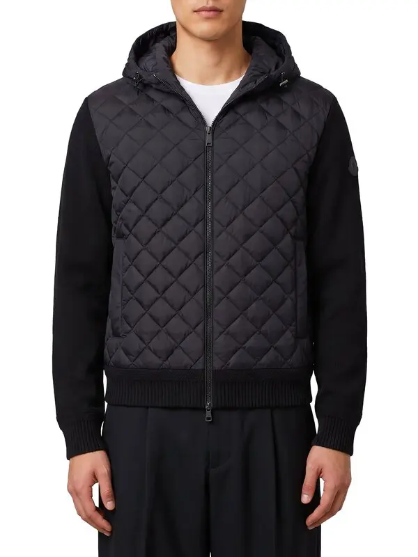 Moncler Hooded Quilted Zip-front Hybrid Jacket - Black