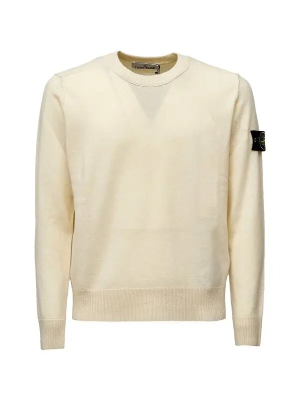 Stone Island Compass-detail Wool Sweater - Ivory