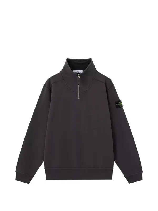 Stone Island Brushed Organic Cotton Camionneur Collar Pullover - Leadgrey