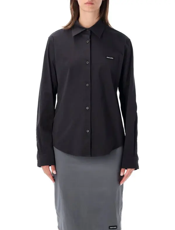 Miu Miu Logo Patch Button-up Shirt - Nero