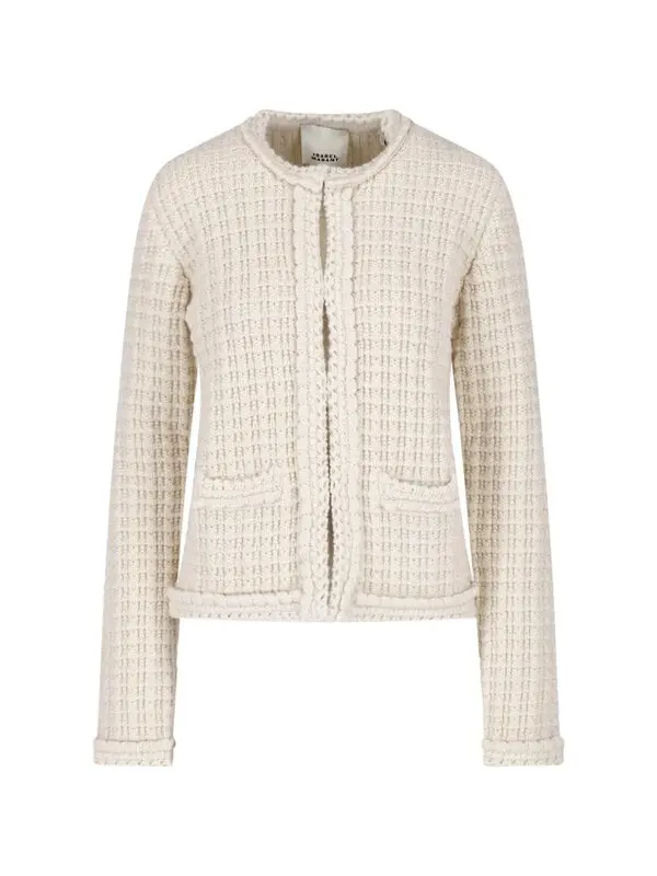 Isabel Marant Étoile Textured Knit Cropped Cardigan Jacket - Cream