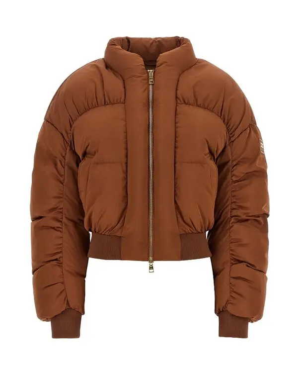 Elisabetta Franchi Cropped Puffer Bomber Jacket - Sigaro