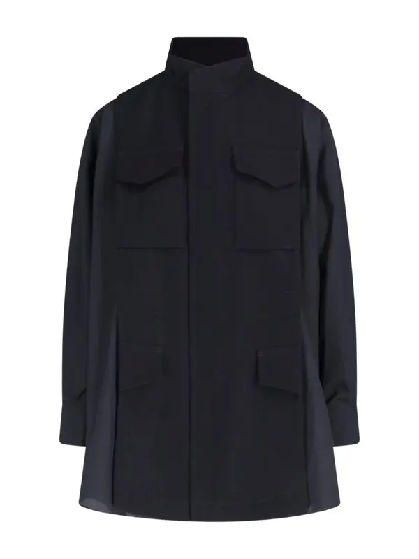 Sacai Style Longline Utility Shirt Jacket - Black