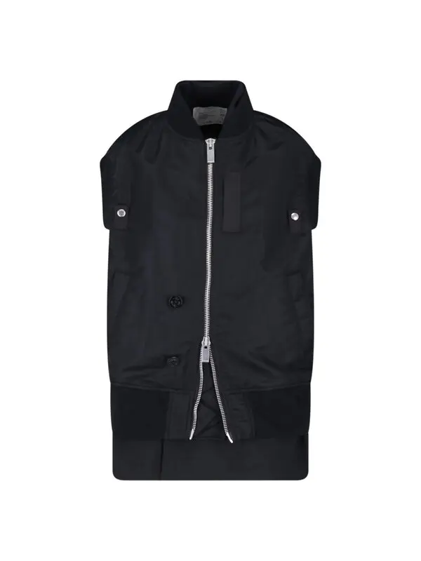 Sacai Sleeveless Padded Bomber Vest - Black