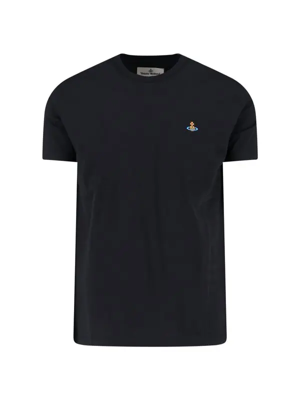 VIVIENNE WESTWOOD Logo-embroidered Cotton T-shirt - Black
