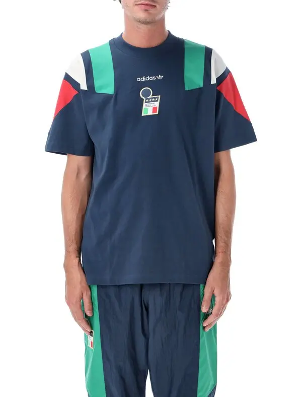ADIDAS ORIGINALS Retro Color-block Crew Neck T-shirt With Figc Crest - Crenav