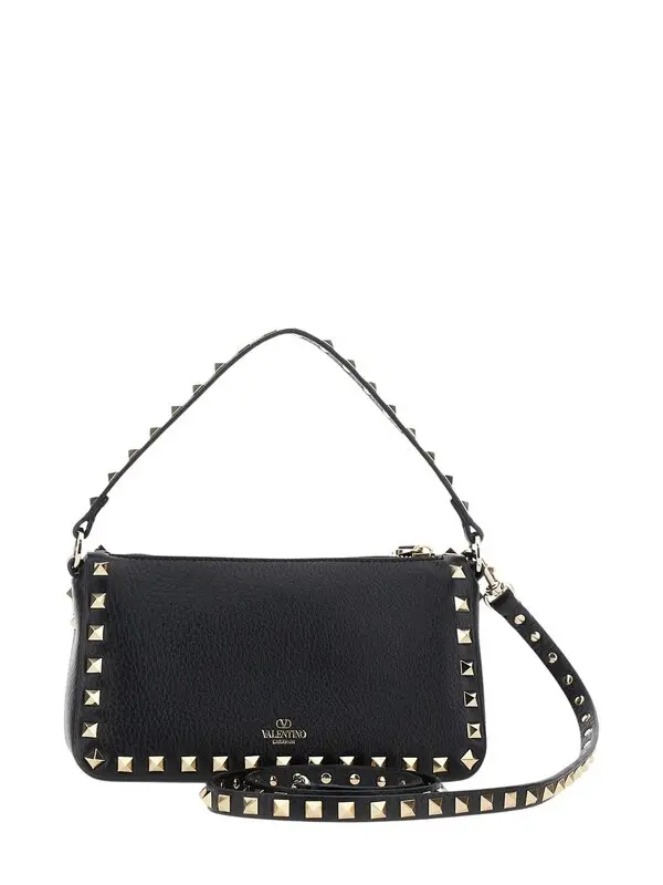 Valentino Garavani Rockstud Leather Shoulder Bag - Black