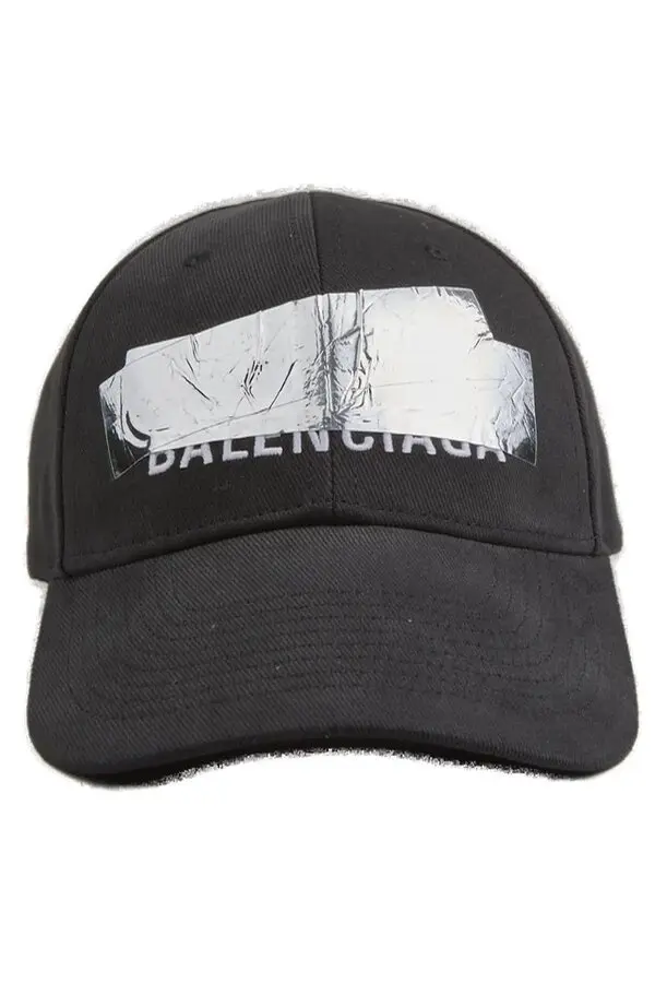 Balenciaga Logo Graphic Baseball Cap - Black