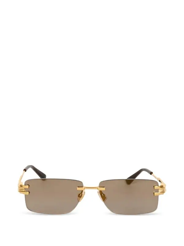 Bottega Veneta Metal Sunglasses With Polished Temples And Ribbon Side Detail - Oro