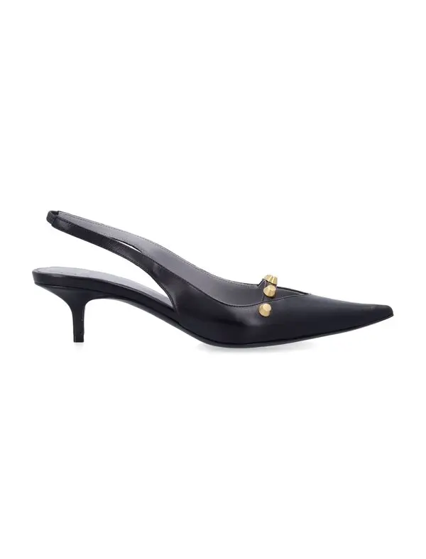 Balenciaga Pointed-toe Slingback Kitten Heel Pumps - Nero