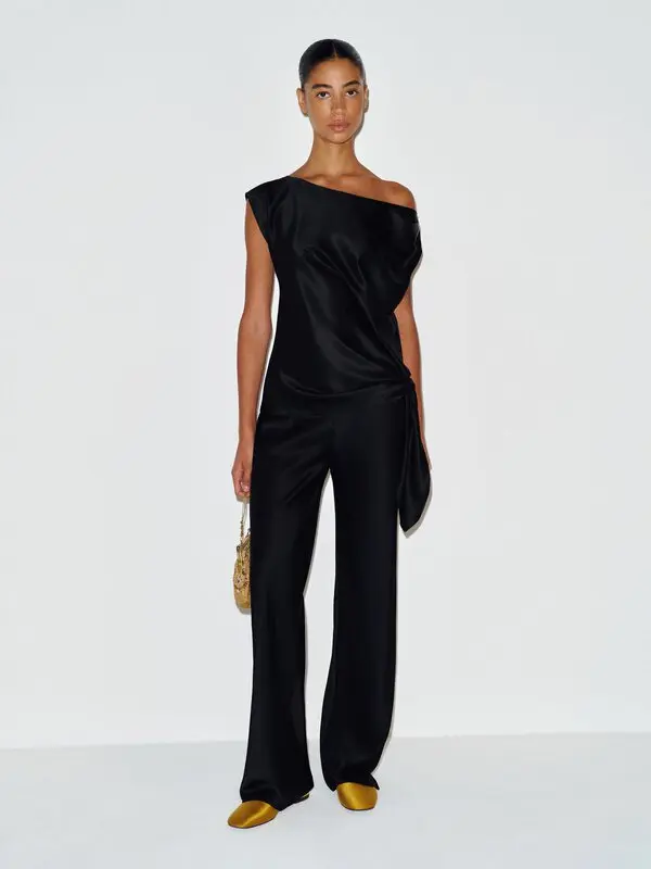 REFORMATION Sonnet Satin Two Piece - Black