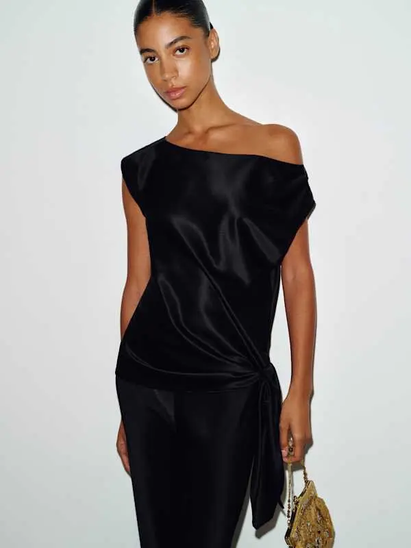 REFORMATION Sonnet Satin Two Piece - Black