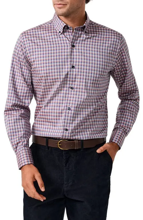 David Donahue Check Sport Shirt - Navy/spice
