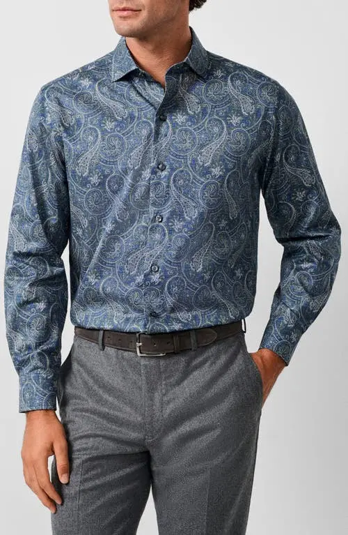 David Donahue Paisley Sport Shirt - Navy/green