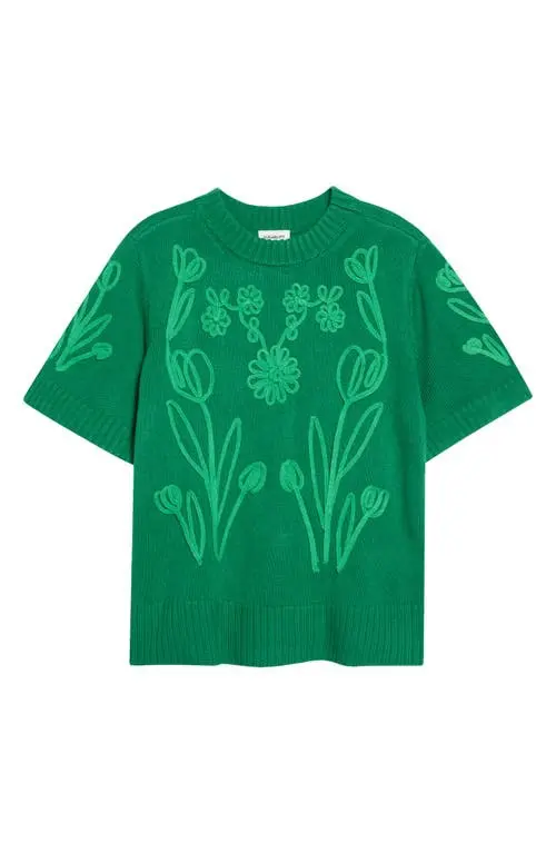 SUGARLIPS Winsley Floral Embroidered Sweater - Green
