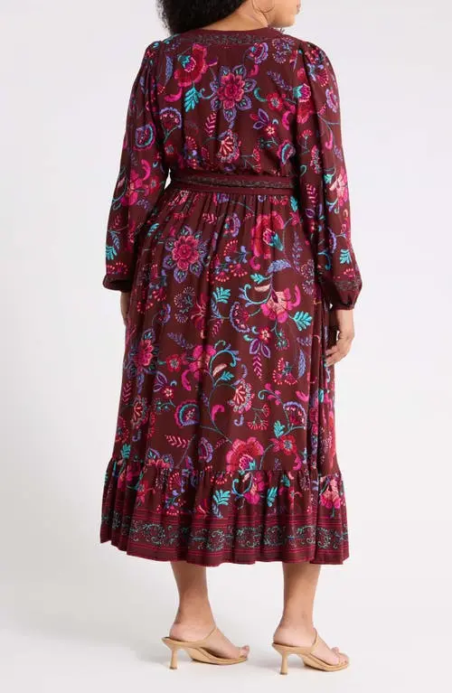 SUGARLIPS Tory Paisley Mindie Wrap Midi Dress