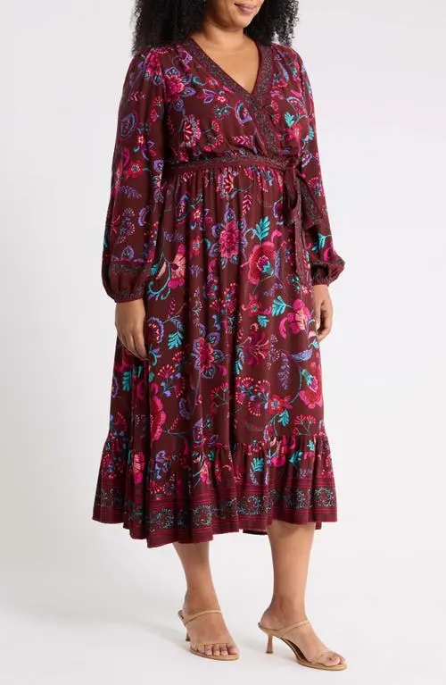 SUGARLIPS Tory Paisley Mindie Wrap Midi Dress