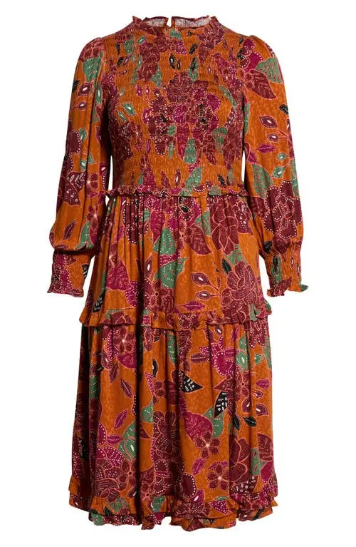 SUGARLIPS Marven Floral Smocked Midi Dress
