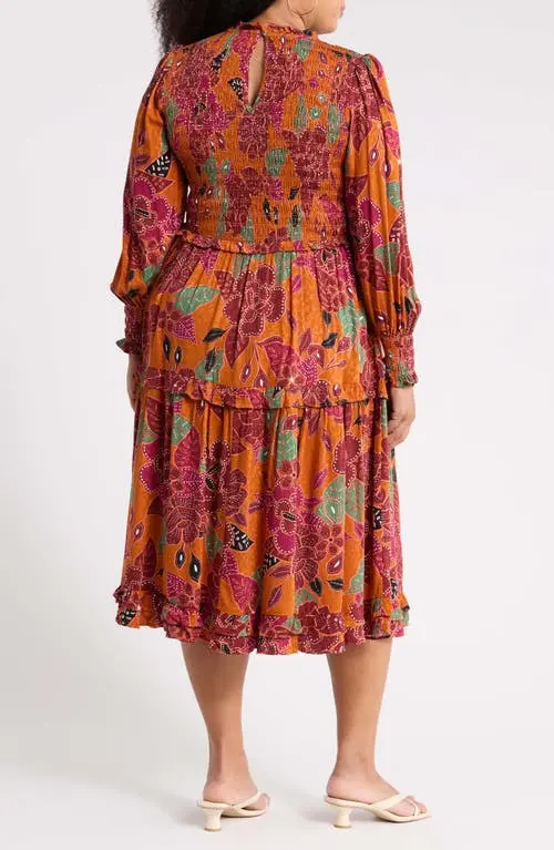 SUGARLIPS Marven Floral Smocked Midi Dress