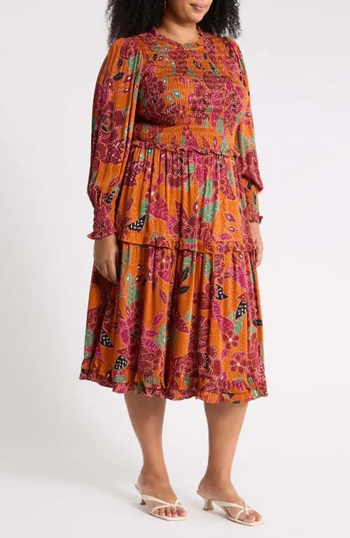 SUGARLIPS Marven Floral Smocked Midi Dress