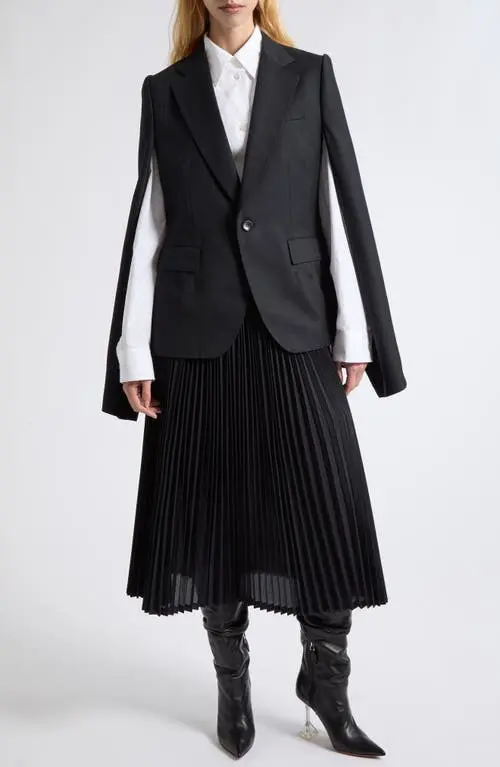 Junya Watanabe Pinstripe Pleated Midi Skirt - Black/grey