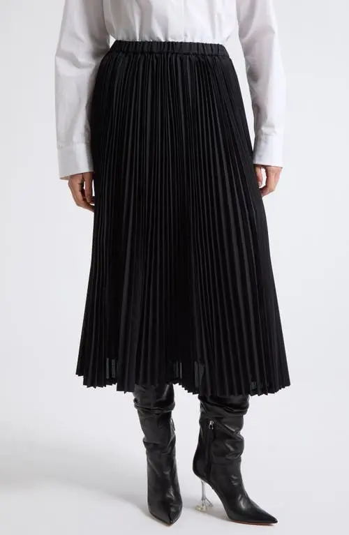 Junya Watanabe Pinstripe Pleated Midi Skirt - Black/grey