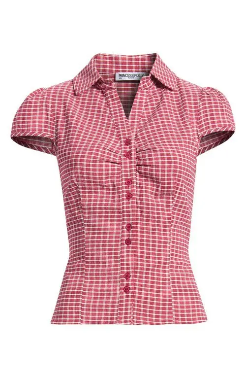 Princess Polly Arianwyn Gingham Button-up Shirt - Red Check