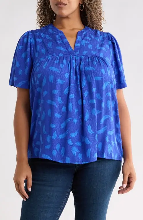 SUGARLIPS Darya Strokes Ferma Split Neck Top