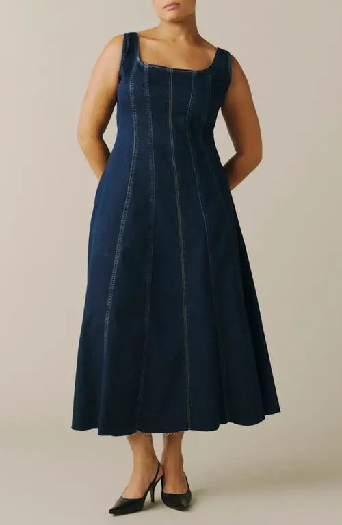 Warp + Weft Psa Square Neck Midi Dress