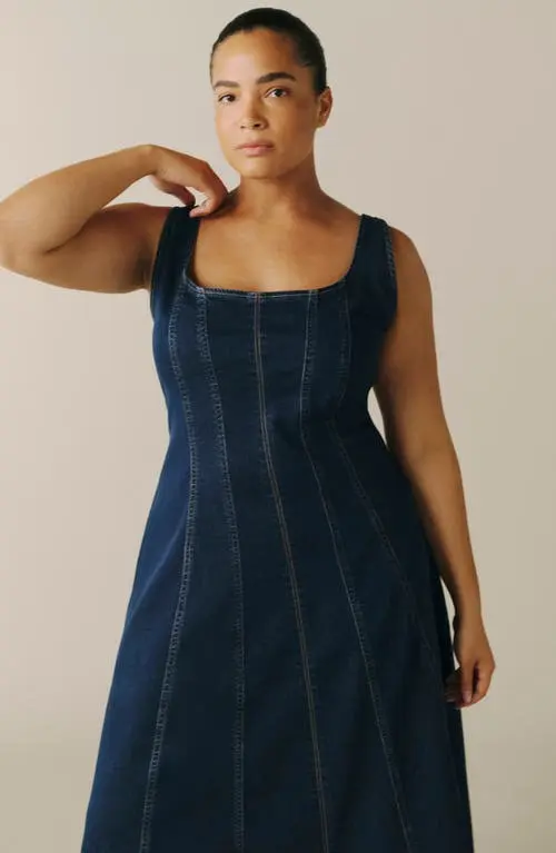 Warp + Weft Psa Square Neck Midi Dress