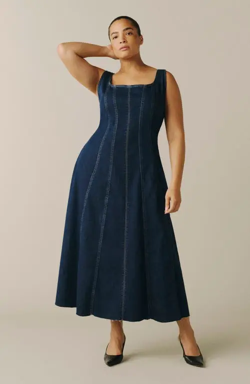 Warp + Weft Psa Square Neck Midi Dress