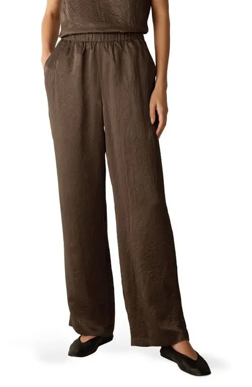 Eileen Fisher Crinkle Satin Straight Leg Pants - Hazelwood