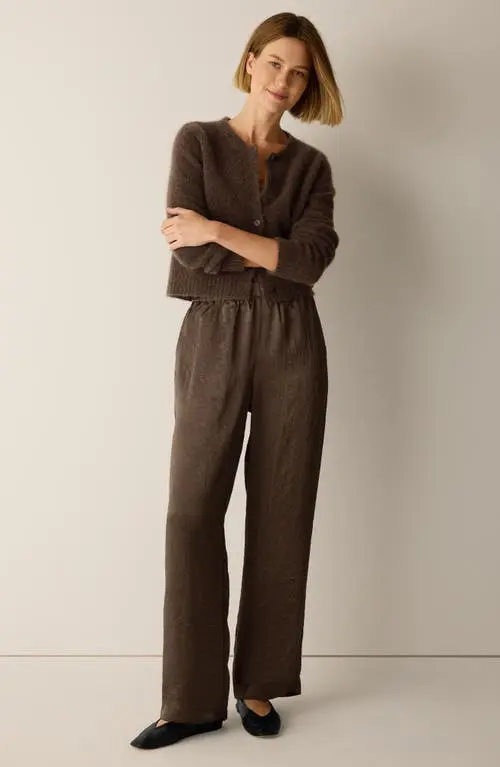 Eileen Fisher Crinkle Satin Straight Leg Pants - Hazelwood