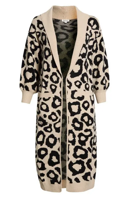 SUGARLIPS Smitten Leopard Duster Cardigan - Beige-multi