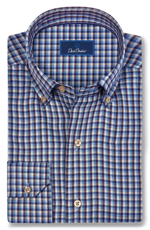 David Donahue Check Pima Cotton Shirt
