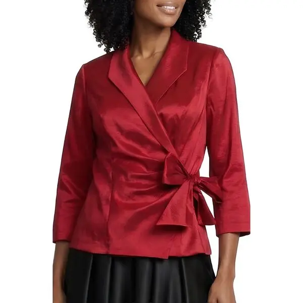 Alex Evenings Side Tie Stretch Taffeta Top