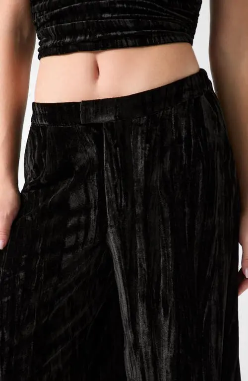 Guess Arlowe Crushed Velvet Wide Leg Pants - Jet Black