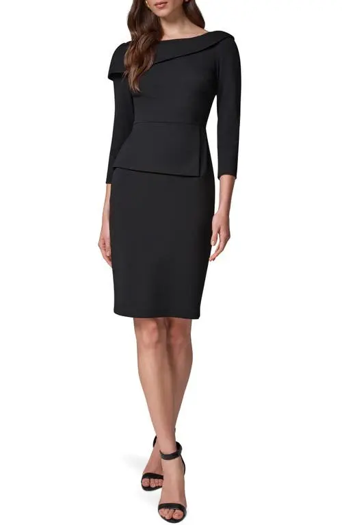 Donna Karan New York Peplum Detail Scuba Crepe Twill Sheath Dress - Black