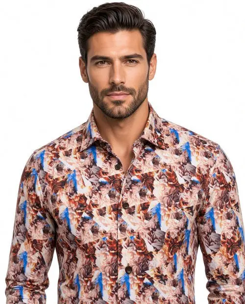 MASUTTO Caracas Print Button-up Long Sleeve Shirt