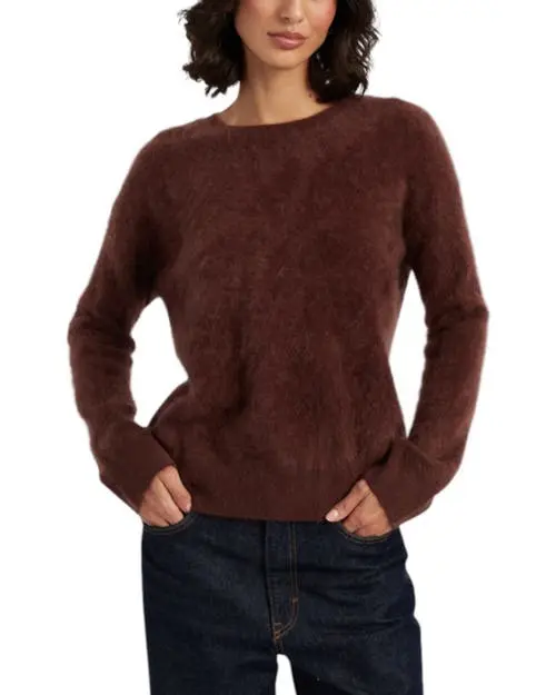 Chinti & Parker Brushed Cashmere Crew Neck Sweater - Chocolate