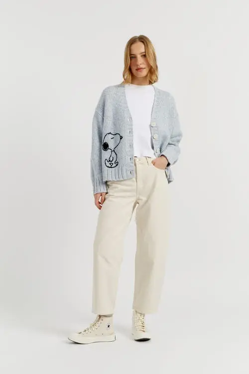 Chinti & Parker Merino Snoopy Marl Cardigan - Multi Blue
