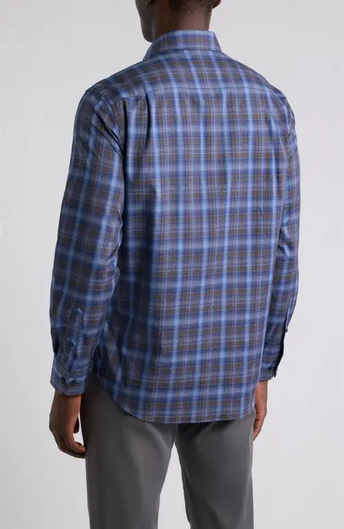 David Donahue Check Sport Shirt - Navy/chocolate