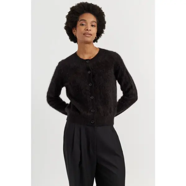 Chinti & Parker Brushed Cashmere Cardigan - Black
