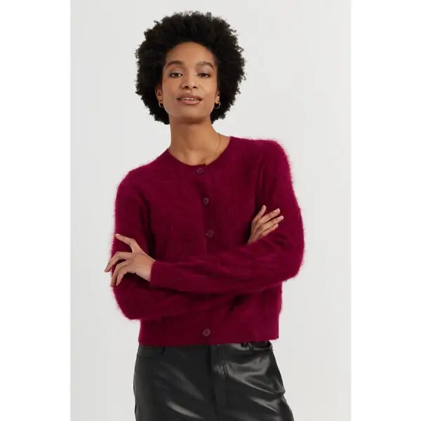 Chinti & Parker Brushed Cashmere Cardigan - Cherry