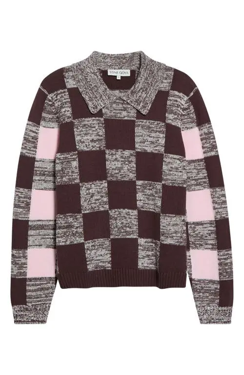 Stine Goya Check Polo Sweater