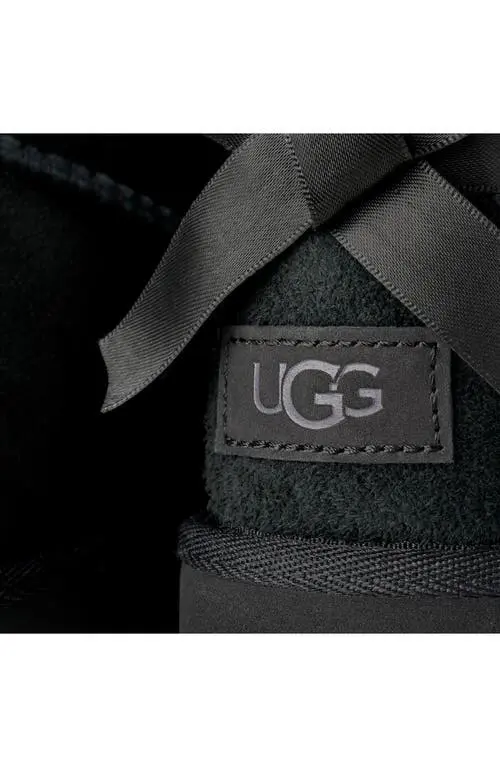 UGG Ultra Mini Bailey Bow Genuine Shearling Boot - Black