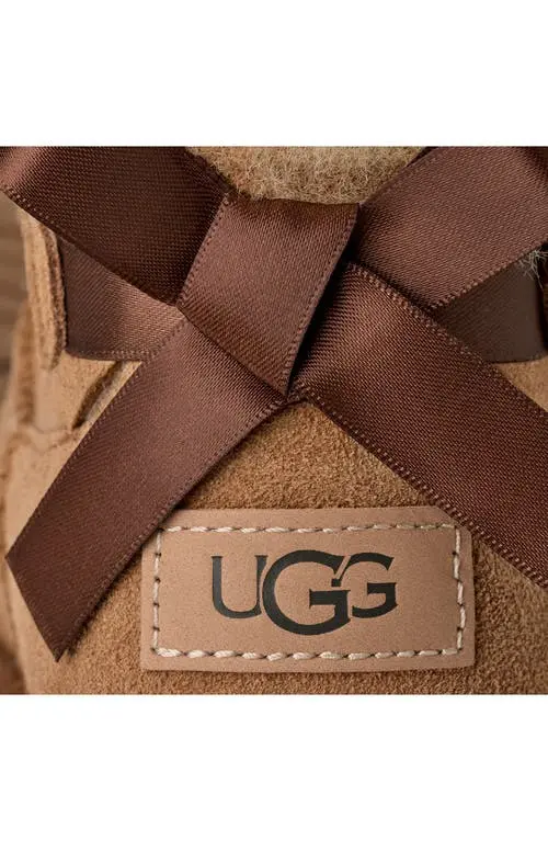 UGG Ultra Mini Bailey Bow Genuine Shearling Boot - Chestnut