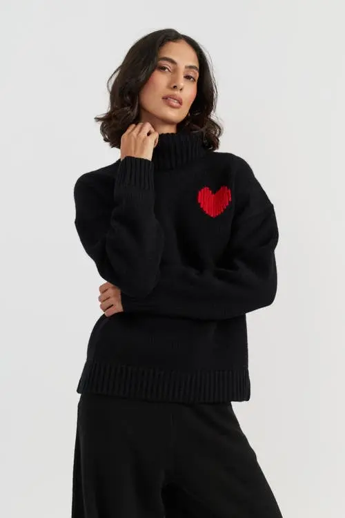 Chinti & Parker Merino Heart Rollneck Sweater