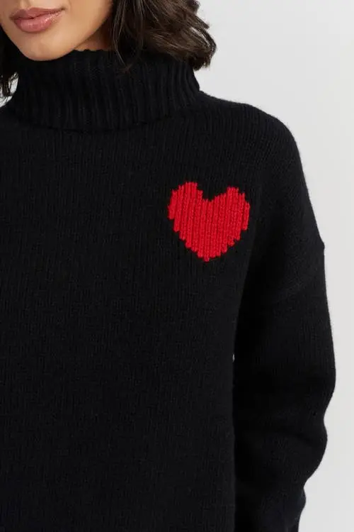 Chinti & Parker Merino Heart Rollneck Sweater