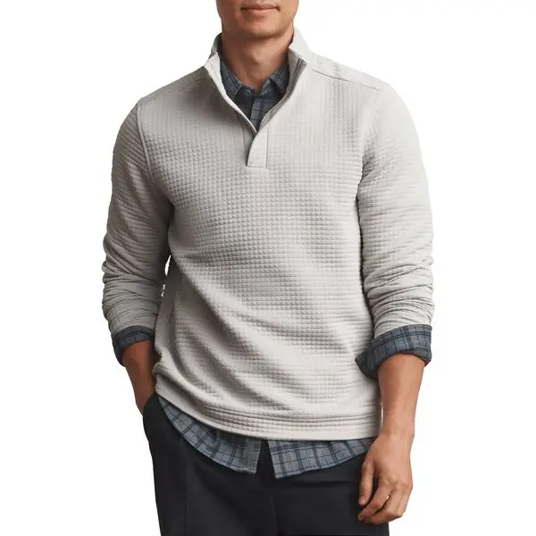 RHONE Landmark Quarter Zip Pullover - Sleet Gray